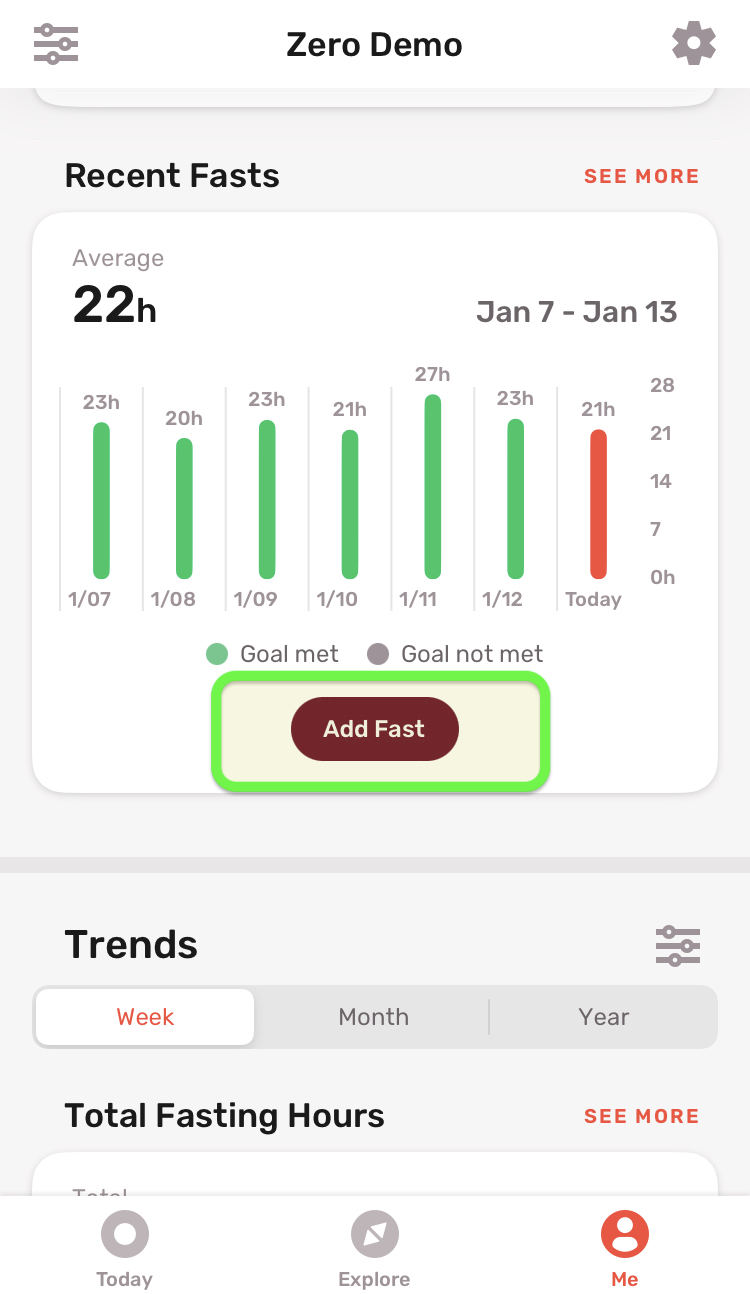 Adding and Editing a Fast – Zero Longevity Science