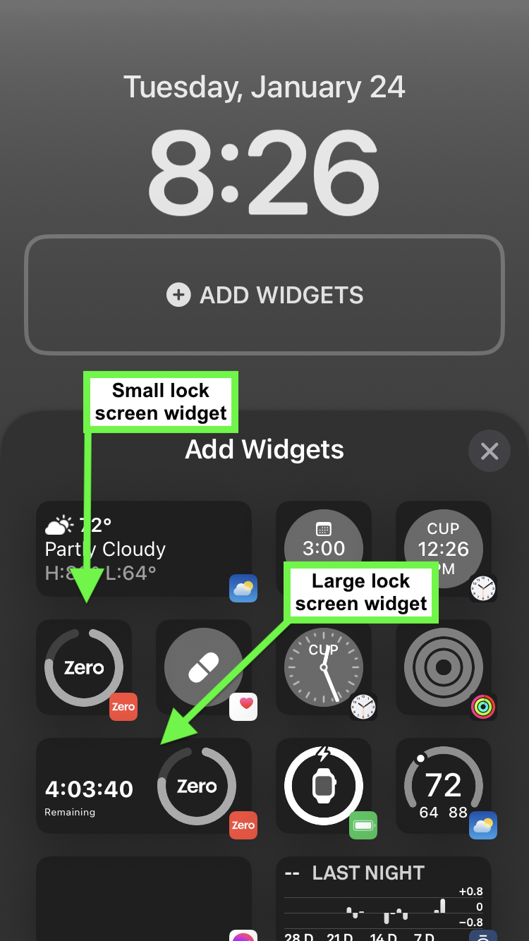 Adding Zero Widget On Ios Devices Zero Longevity Science 